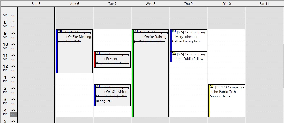Showing Completed Activities in the Calendar - The GoldMine Compass